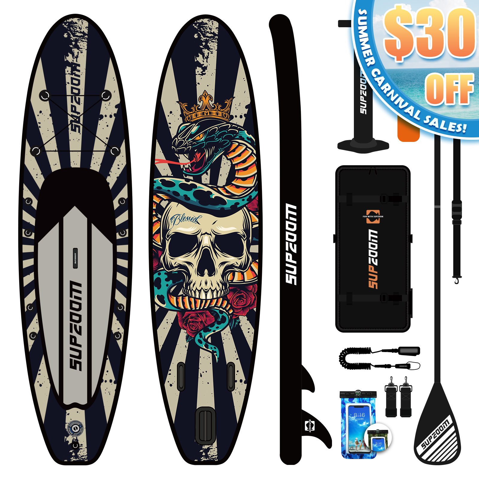 Supzoom 10'6" Skull Graffiti Style Inflatable Paddle Board - My Sports Shop